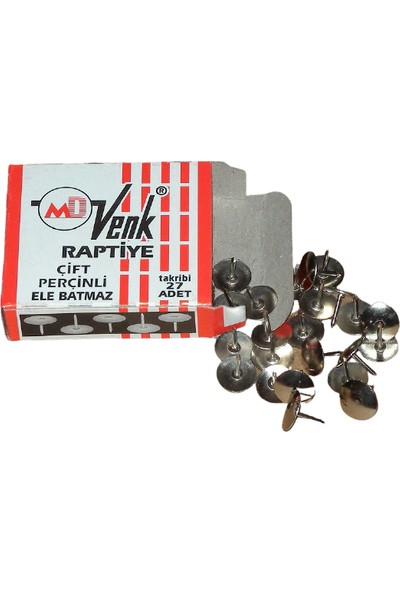 Venk Metal Raptiye Gümüş Gri Renk Çift Perçinli 20 Paket