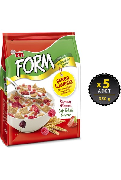 Eti Form Çok Tahıllı Kırmızı Meyveli Gevrek 350 g x 5 Adet Eti Form Çok Tahıllı Kırmızı Meyveli Gevrek 350 g x 5 Adet