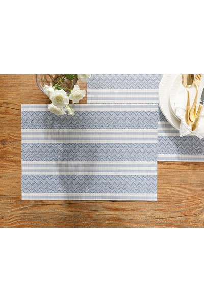 English Home 4'lü Mila Gri & Mavi 30 x 45 cm %70 Polyester + %30 Pvc Amerikan Servis