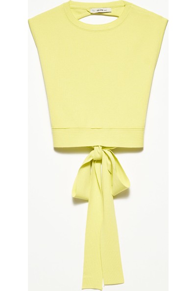 Dilvin 1100 Arkası Dekolte Triko Bluz-Lime