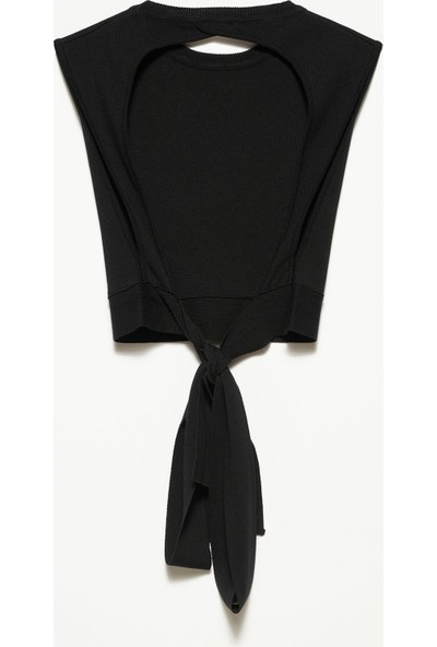 Dilvin 1100 Arkası Dekolte Triko Bluz-Siyah