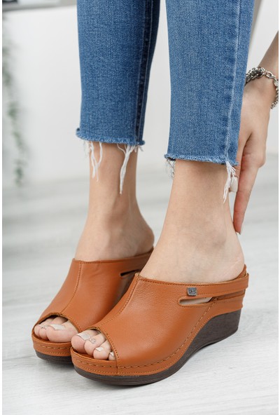 MB COLLECTİON M&b Collection Dolgu Topuk Deri Kadın Terlik