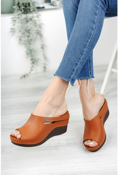 MB COLLECTİON M&b Collection Dolgu Topuk Deri Kadın Terlik