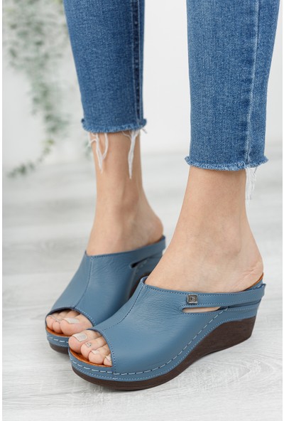 MB COLLECTİON M&b Collection Dolgu Topuk Deri Kadın Terlik