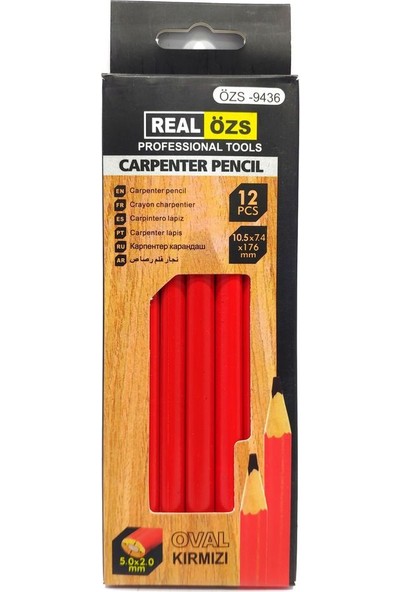 Real Özs ÖZS-9436 Kırmızı Marangoz Kalemi 12'li