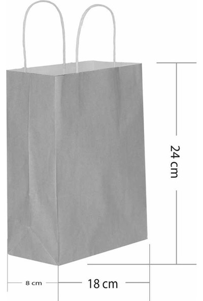 Kullan At Market Roll-Up Kraft Çanta Gümüş Küçük Boy 18 x 24 cm 25'li
