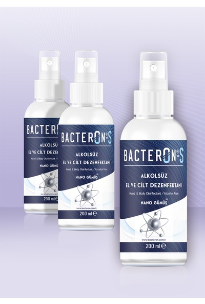 Bacteron-S 200ML Nano Gümüş Alkolsüz El ve Cilt Dezenfektanı 2+1