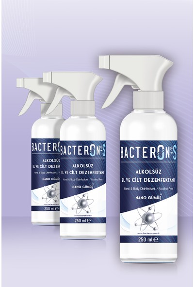 Bacteron-S 250ML Nano Gümüş Alkolsüz El ve Cilt Dezenfektanı 2+1