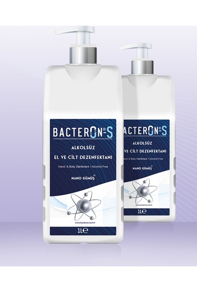 Bacteron-S 1000ML Nano Gümüş Alkolsüz El ve Cilt Dezenfektanı 1+1
