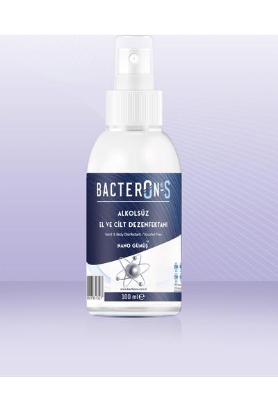 Bacteron-S 100ML Nano Gümüş Alkolsüz El ve Cilt Dezenfektanı