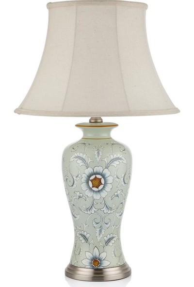 Fidex Home Kumaş Şapkalı Seramik Abajur Su Yeşili 68CM