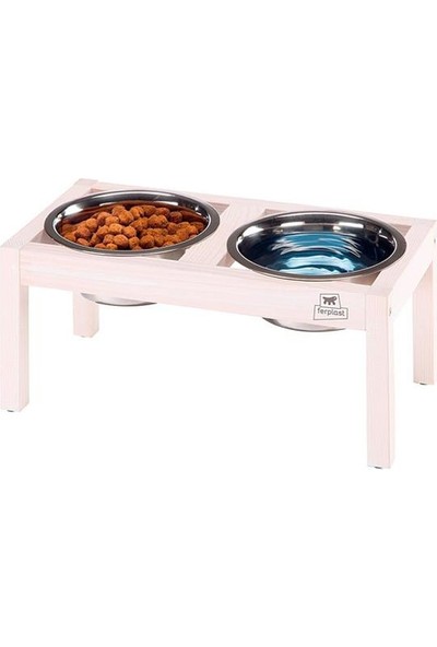 Moderna Ferplast Desco Wood 07 Standlı Çelik Mama Su Kabı Seti Moderna Ferplast Desco Wood 07 Standlı Çelik Mama Su Kabı Seti