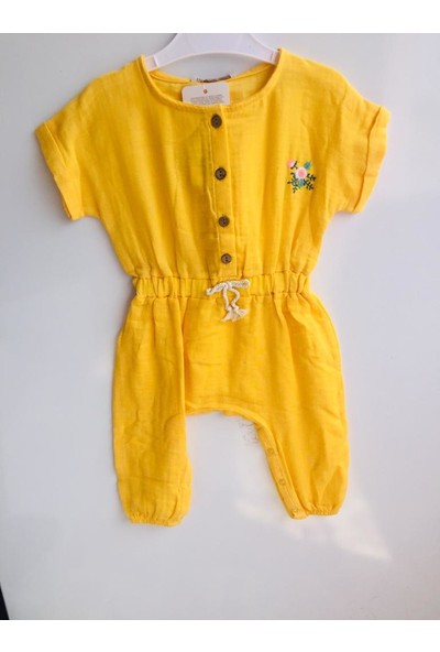 Rapapa Kız Bebe Kısa Kol Tulum Sarı 4931- Rapapa Kız Bebe Kısa Kol Tulum Sarı 4931-