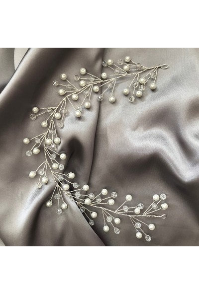 Bahar Dalı Gelin Tacı, Incili Gelin Saç Akseuarı, Inci Gelin Taç