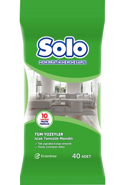 Solo Tüm Yüzeyler Için Islak Temizlik Mendili 40'lı