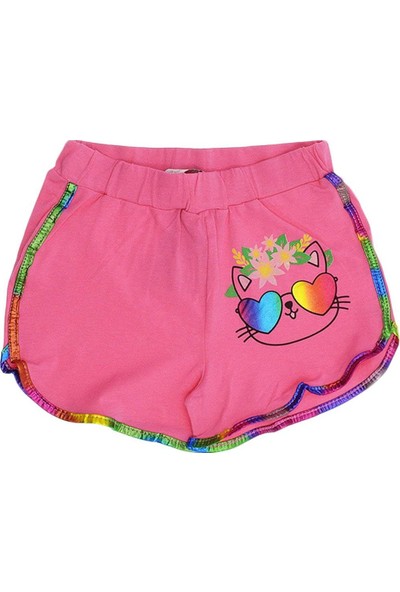 Ana Kuzusu Timi Kids Kız Çocuk Kedi Baskılı Penye Şort