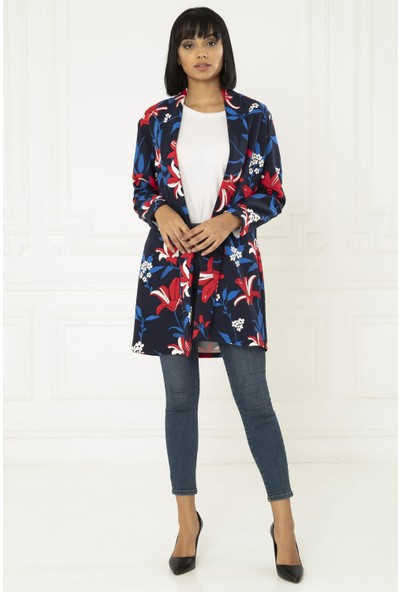 For You Moda Şal Yaka Ceket Çiçekli For You Moda Şal Yaka Ceket Çiçekli