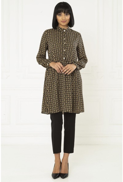 For You Moda Zincir Desenli Bel Büzgülü Tunik For You Moda Zincir Desenli Bel Büzgülü Tunik