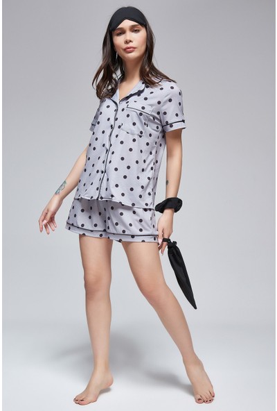 For You Moda 5 Li Penye Siyah Biye Puantiyeli Gri Sort Set For You Moda 5 Li Penye Siyah Biye Puantiyeli Gri Sort Set