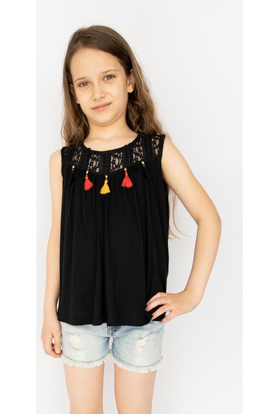 Babymod Kız Çocuk Siyah Askılı T-Shirt Body