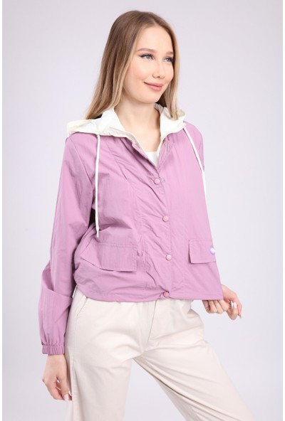 mibapazar Iki Renkli Kapşonlu Kısa Spor Trençkot mibapazar Iki Renkli Kapşonlu Kısa Spor Trençkot