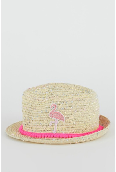 Defacto Kız Çocuk Flanmingo Baskılı Hasır Şapka T8467A621SM