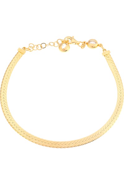 Prenses Pırlanta Kadın 14 Ayar Altın Italyan Balık Sırtı Ezme Zincir Bileklik