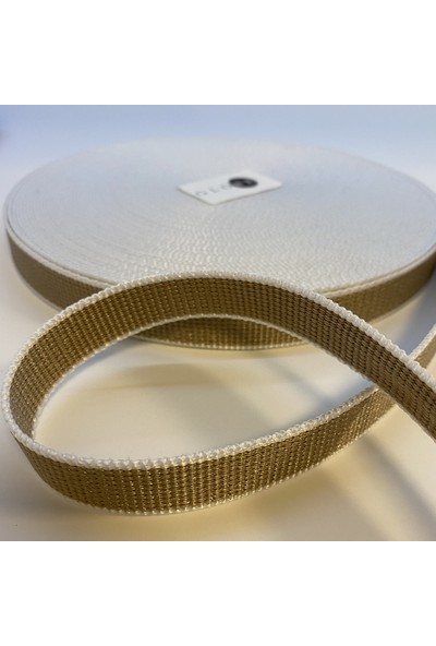 Globe 1,5 cm Bej-Beyaz Kolon - Şerit - Dar Dokuma - 25 Mt.
