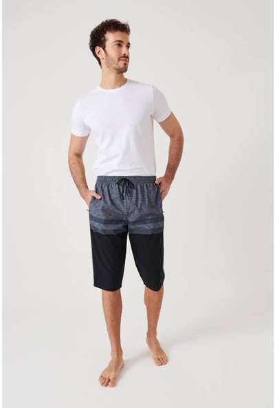Erkek Dizaltı Deniz Şortu H-2862-21 Nartan Gri