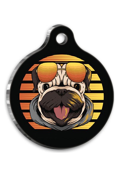 Pet Tag Art Retro 1 Pug Yuvarlak Köpek Künyesi Pet Tag Art Retro 1 Pug Yuvarlak Köpek Künyesi