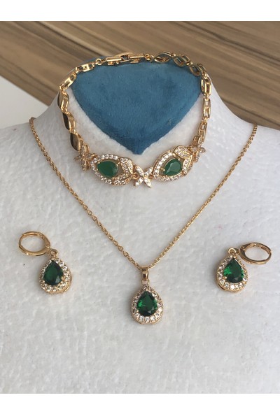 KDE Zirkon Taşlı Damla Kadın Kolye/küpe/bilekk 22 Ayar Altın Kaplama a Kadar Solma Yapmaz KDE Zirkon Taşlı Damla Kadın Kolye/küpe/bilekk 22 Ayar Altın Kaplama a Kadar Solma Yapmaz