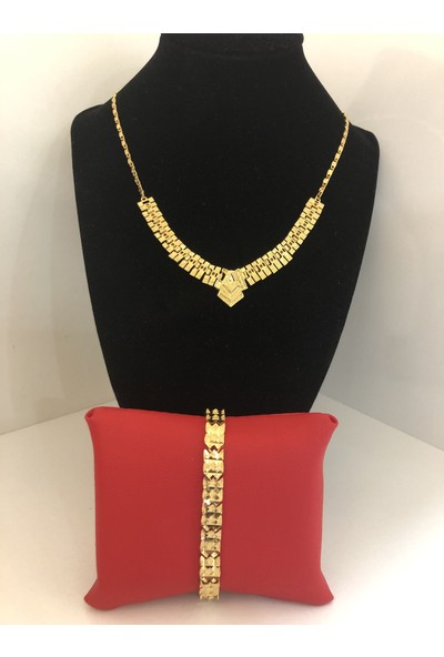 KDE Kadın Kolye ve Bilekk 22 Ayar Altın Kaplama a Kadar Solma Olmaz