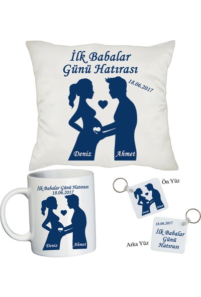 Biresimden Baba Adayına Ilk Babalar Günü Hediye Seti - Tarih ve Isim Baskılı Biresimden Baba Adayına Ilk Babalar Günü Hediye Seti - Tarih ve Isim Baskılı