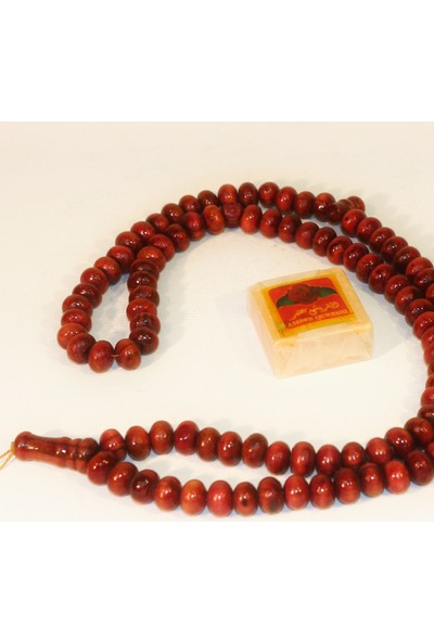 Sağlar El Sanatları Şimşir Ağacı Iri Boy 99'luk Tesbih (Bordo) & Miski Amber Set