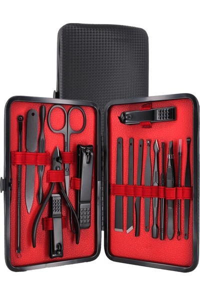 Mujgan Deri Çantalı Siyah 17 Parça Manikür Seti