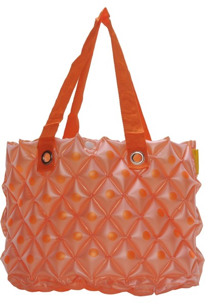 Kadın Plaj Çantası Puantiyeli Turuncu Şişme Omuz Çanta BR07