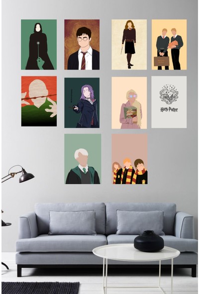 Muditashoptr Harry Potter Illüstrasyon 10'lu A5 Duvar Kağıdı Seti