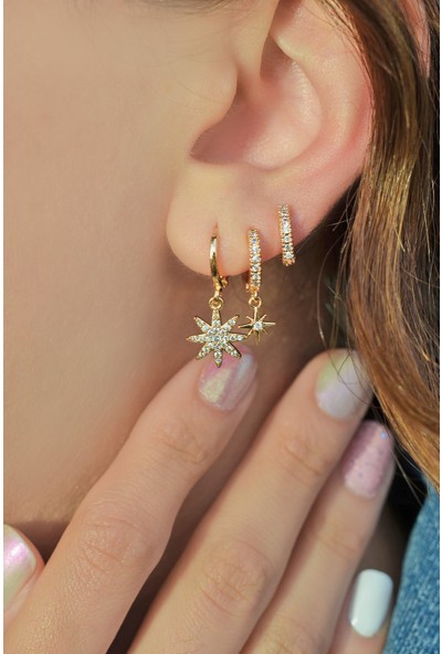 Sacce Scarves&Accessories Kutup Yıldızı Üçlü Set Küpe Sacce Scarves&Accessories Kutup Yıldızı Üçlü Set Küpe