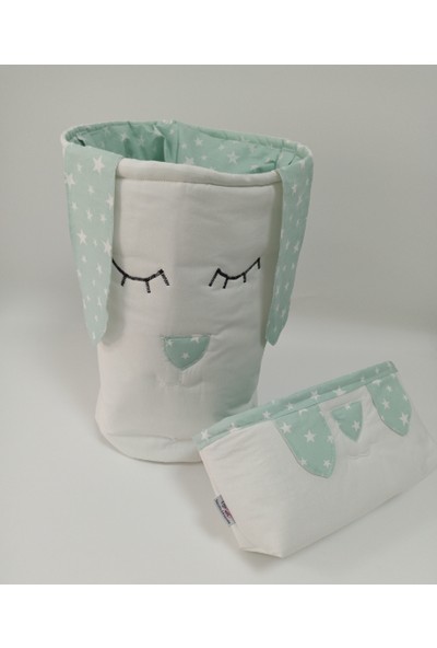 Ege Home Oyuncak Kirli Sepeti- Düzenleyici Sepet Ikili Set Beyaz Mint Yıldız Desen Ege Home Oyuncak Kirli Sepeti- Düzenleyici Sepet Ikili Set Beyaz Mint Yıldız Desen