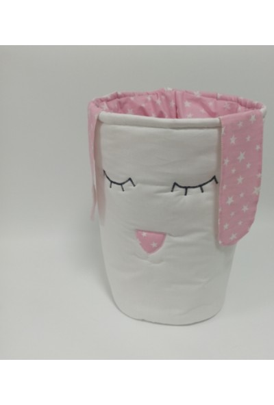 Ege Home Beyaz Pembe Yıldız Oyuncak Kirli Sepeti