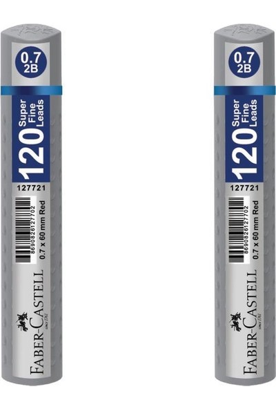 Faber-Castell Grip Min 0.7 2b 60 mm 120'li Tüp Gümüş 2'li Faber-Castell Grip Min 0.7 2b 60 mm 120'li Tüp Gümüş 2'li