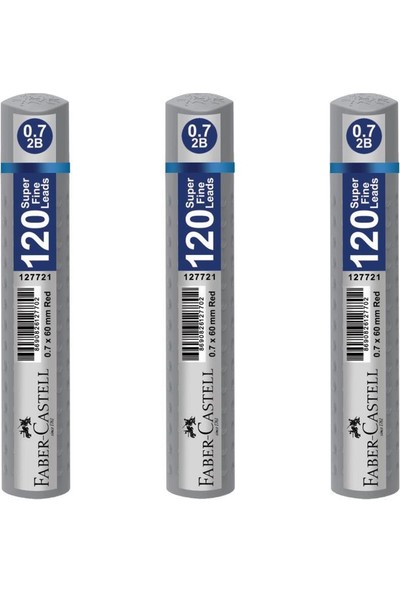 Faber-Castell Grip Min 0.7 2b 60 mm 120'li Tüp Gümüş 3'lü Faber-Castell Grip Min 0.7 2b 60 mm 120'li Tüp Gümüş 3'lü