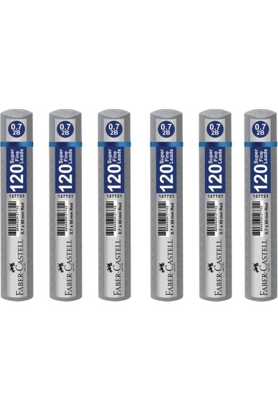 Faber-Castell Grip Min 0.7 2b 60 mm 120'li Tüp Gümüş 6'lı Faber-Castell Grip Min 0.7 2b 60 mm 120'li Tüp Gümüş 6'lı