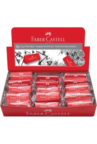 Faber-Castell Dust-Free Üçgen Kırmızı Silgi 30'lu 5130187237000 Faber-Castell Dust-Free Üçgen Kırmızı Silgi 30'lu 5130187237000
