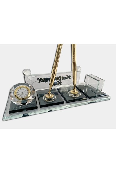 Mert İsme Özel Cam Masaüstü İsimlik Füme Gold