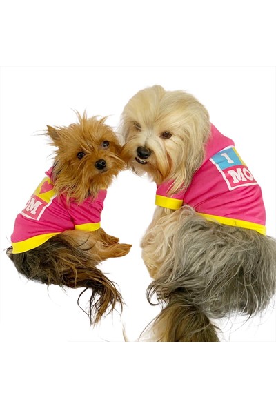 Kemique I Love Mom Pink, Oval Yaka Tişört Köpek Kıyafeti Köpek Elbisesi Anneler Günü Kemique I Love Mom Pink, Oval Yaka Tişört Köpek Kıyafeti Köpek Elbisesi Anneler Günü