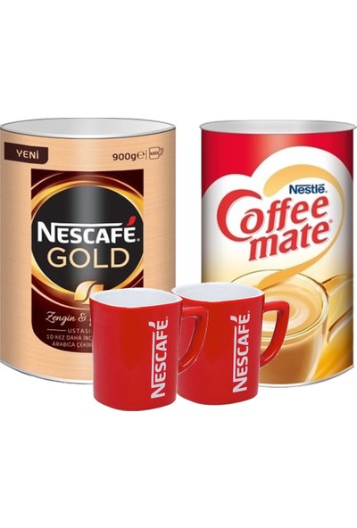 Nescafe Gold Granül Kahve 900 gr + Coffee Mate 2 kg + Nescafe Kupa Bardak 2 Adet Nescafe Gold Granül Kahve 900 gr + Coffee Mate 2 kg + Nescafe Kupa Bardak 2 Adet