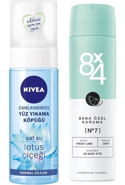 Nivea Canlandırıcı Yüz Yıkama Köpüğü + 8x4 Kadın Deodorant 150 ml Bana Özel Koruma No 7 Nivea Canlandırıcı Yüz Yıkama Köpüğü + 8x4 Kadın Deodorant 150 ml Bana Özel Koruma No 7