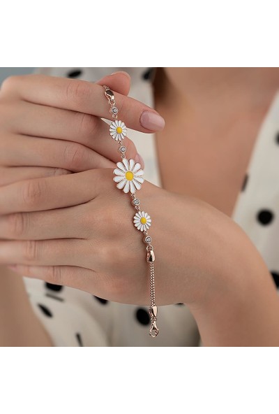 Gümüş Pazarım 3'lü Papatya Gümüş Bileklik