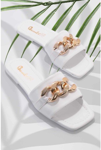 Bambi Beyaz Kadın Terlik K04828198309